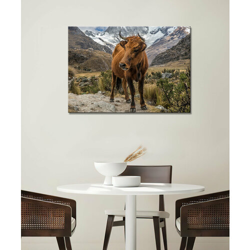 Картина -Корова, коровы на пастбище, пастбище, горы (12) 50х70