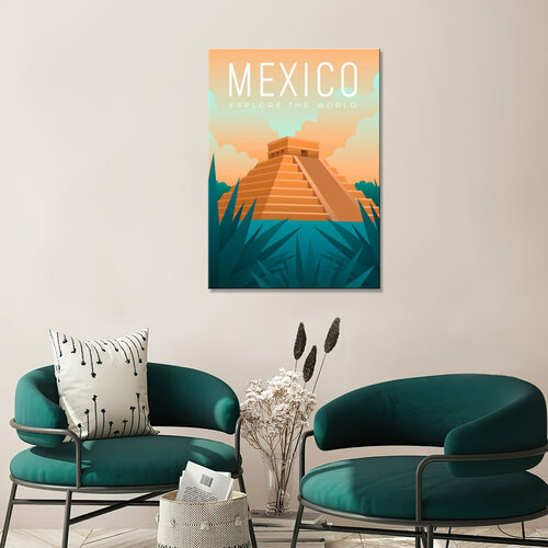 Интерьерная картина на холсте - Мексика пирамида арт 20х30