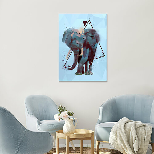 Интерьерная картина на холсте - Слон треугольник акварельные краски 50х70