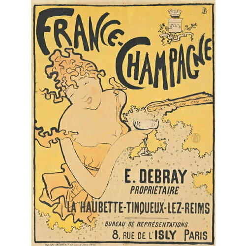 Плакат, постер на бумаге Champagne/винтажный/ретро. Размер 21 на 30 см