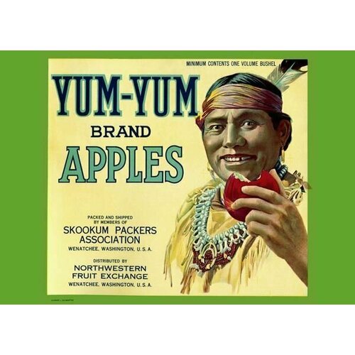 Плакат, постер на холсте иностранный Yum-Yum brand apples. Размер 21 х 30 см