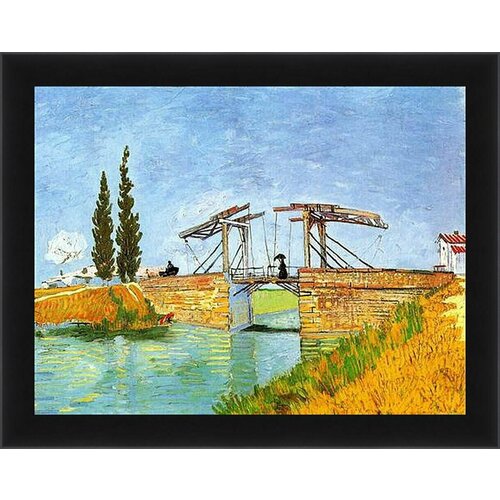 Плакат, постер на холсте The Langlois Bridge at Arles with Women Washing. Винсент Ван Гог. Размер 21 на 30 см