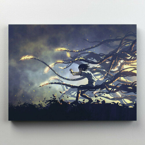 Интерьерная картина на холсте "Волшебник управляет корнями деревьев" размер 30x22 см
