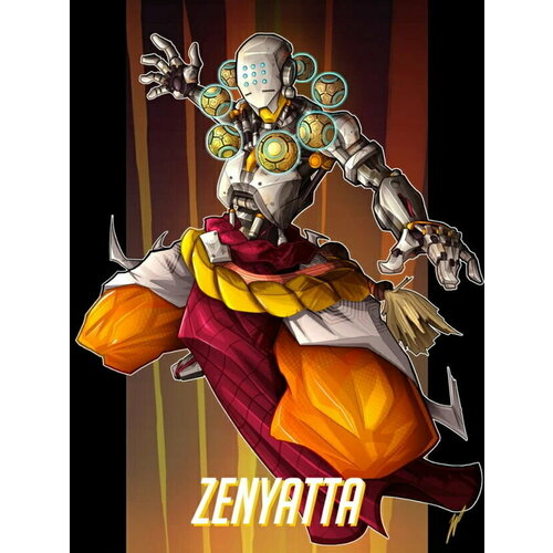 Плакат, постер на бумаге Overwatch: Zenyatta/Овервотч/игровые/игра/компьютерные герои персонажи. Размер 21 х 30 см