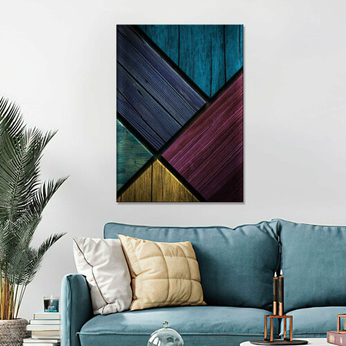 Картина интерьерная-текстура дерева разноцветная 60х80