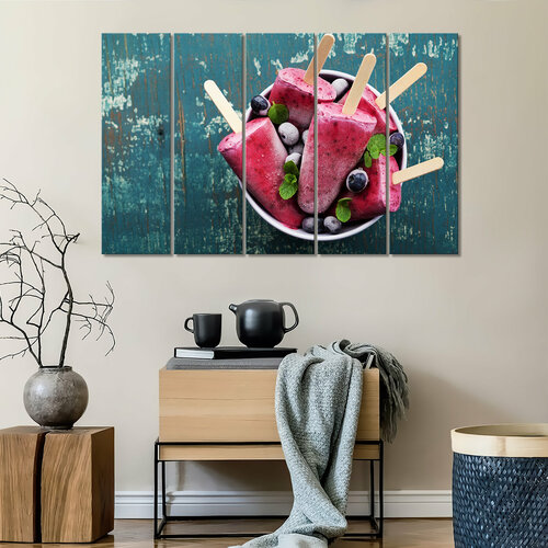 Модульная картина/Модульная картина на холсте/Модульная картина в подарок/Berry ice-cream/Ягодное мороженое 125х80