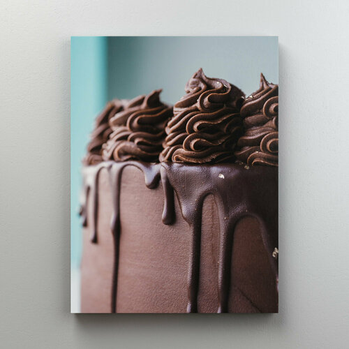 Интерьерная картина на холсте "Торт - бельгийский шоколад" для кухни, кафе и ресторанов, размер 22x30 см