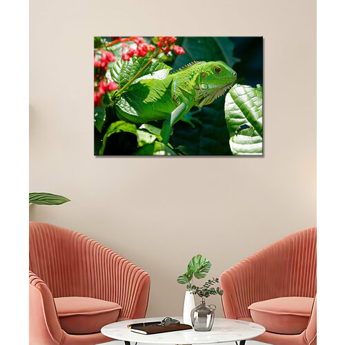 Картина -Игуана, зеленая игуана, ящерица (10) 50х70