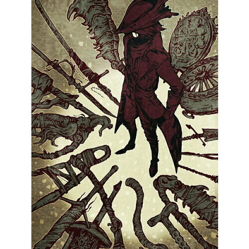 Плакат, постер на холсте Bloodborne/игровые/игра/компьютерные герои персонажи. Размер 60 на 84 см