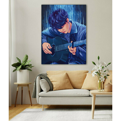 Интерьерная картина на холсте "Шуга с гитарой - Suga BTS" размер 22x30 см