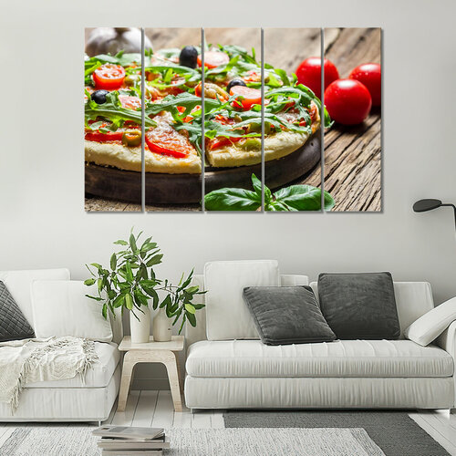 Модульная картина на холсте/Vegetable pizza/Овощная пицца 125х80