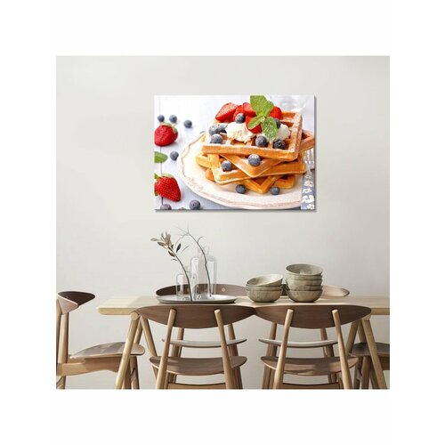 Картина на холсте с подрамником Бельгийские вафли с ягодами 50х70
