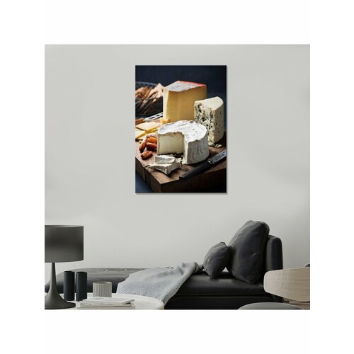 Картина на холсте с подрамником Трелка из 3 видов сыра 40х60