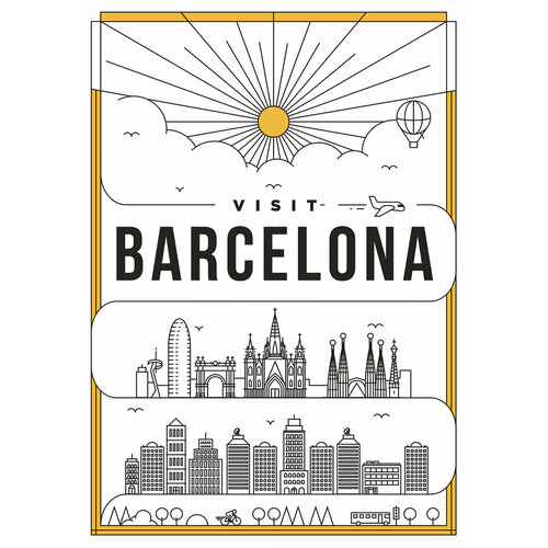 Плакат, постер на холсте Солнечная Барселона. Размер 21 х 30 см
