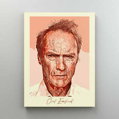 Интерьерная картина на холсте "Портрет Клинт Иствуд" размер 45x60 см