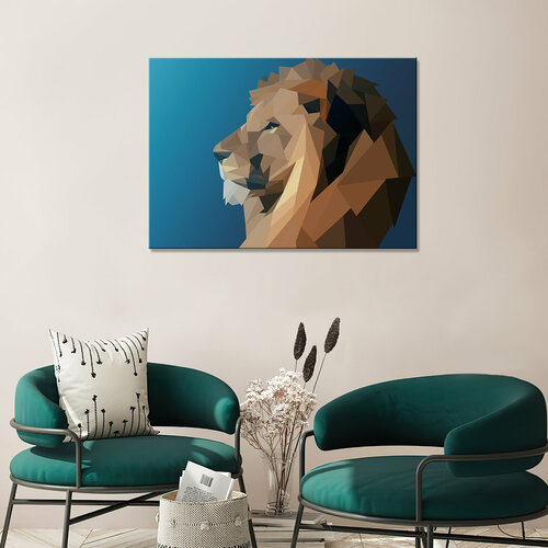 Интерьерная картина на холсте - Благородный лев геометрический арт 50х70