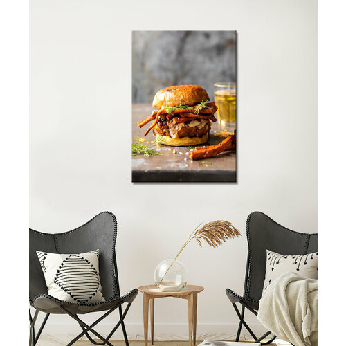 Картина/Картина на холсте для интерьера/Картина на стену/Картина для кухни/ -Бургер 30х40