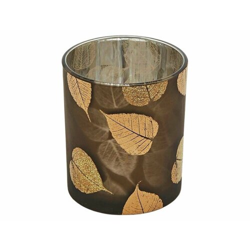 Подсвечник "Листья фаджио", стекло, серебристо-дымчатый, 10 см, EDG