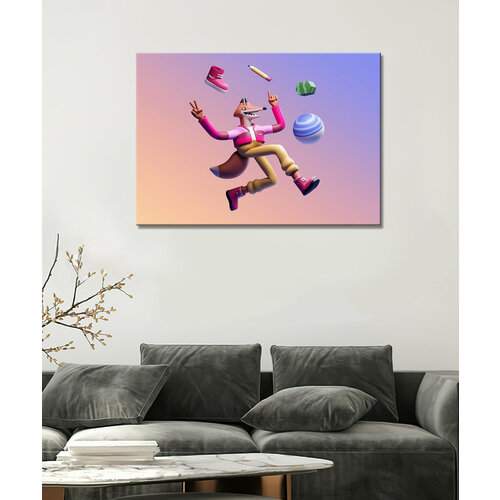 Картина/Картина на холсте для интерьера/Картина на стену/Картина для кухни/ - 3D иллюстрация людей (14) 60х80