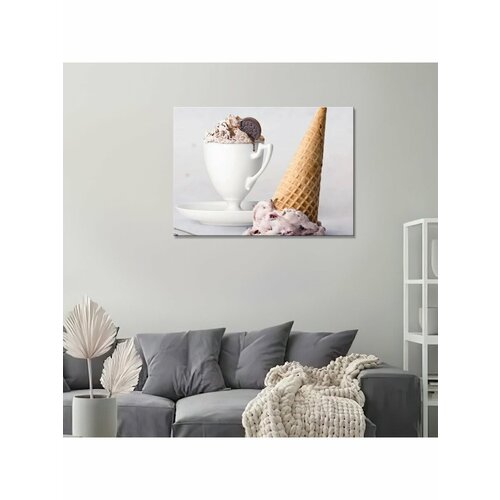 Картина на холсте с подрамником мороженое на столе 40х60