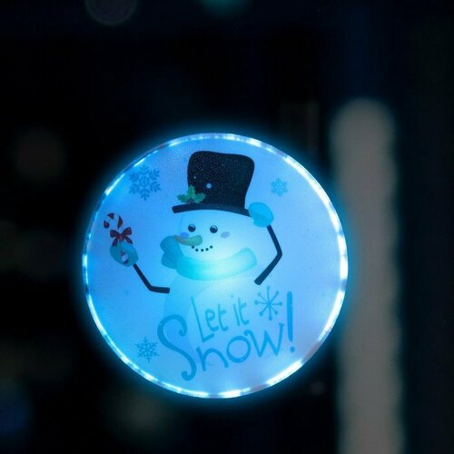 Светодиодная игрушка на липучке «Снеговик в шляпе» 13 см, батарейки LR44х3, свечение мульти (комплект из 10 шт)