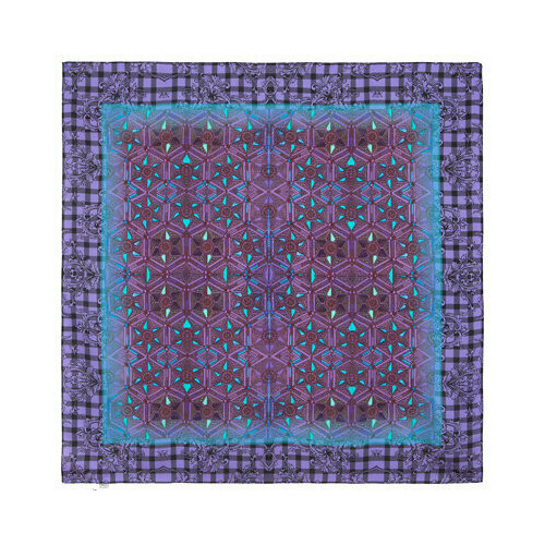 Платок Павловопосадская платочная мануфактура,80х80 см, голубой, фиолетовый