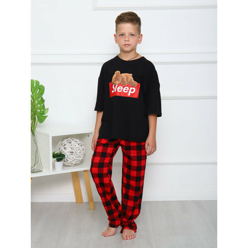 Пижама  Милаша, размер 122, красный, черный
