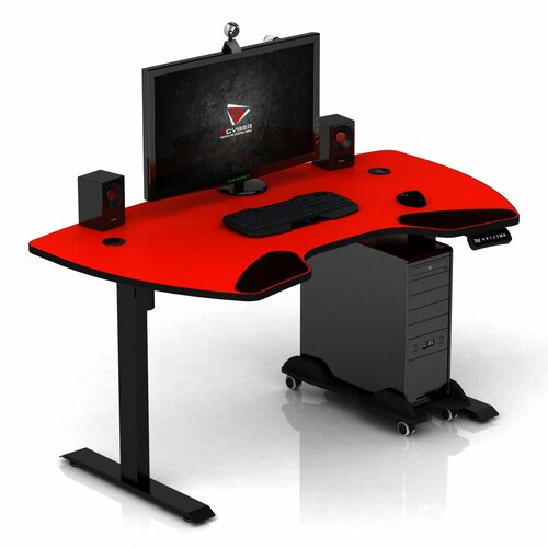 Регулируемый по высоте компьютерный стол с электроприводом DX ELECTRIC LUNA красный