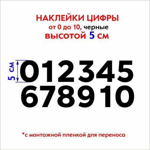 Наклейки цифры (стикеры набор чисел), наклейка на авто набор цифр, черные, 5 см