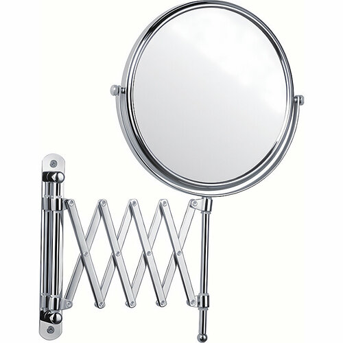 Зеркало косметическое двустороннее настенное, Ø 15 см, складной кронштейн, Хром. F6406