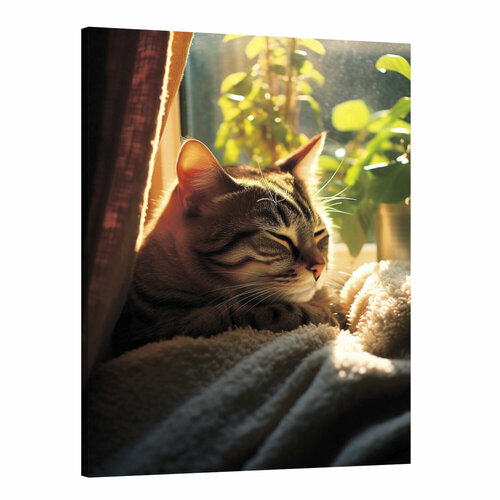Интерьерная картина 50х70 "Кот и его рассвет"