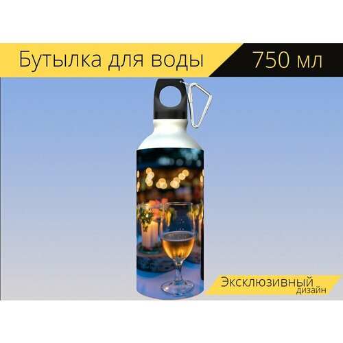 Бутылка фляга для воды "Носилки, тиш, стекло" 750 мл. с карабином и принтом
