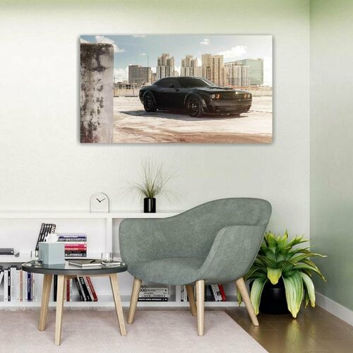 Картина на холсте 60x110 Альянс Лес "Авто dodge Додж Чарджер СРТ" на подрамнике / интерьер/ декор