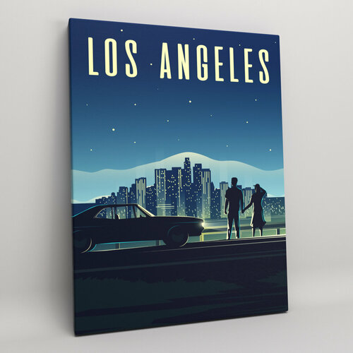 Картина на холсте (интерьерный постер) "Лос-Анжелес" путешествия, с деревянным подрамником, размер 30x40 см