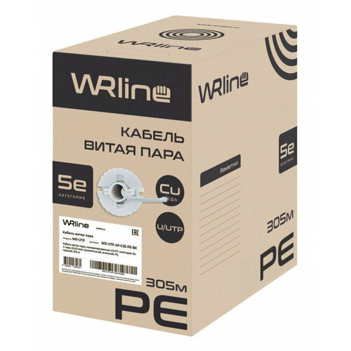 Кабель информационный WRline WR-UTP-4P-C5E-PE-BK кат.5E U/UTP 4X2X24AWG PE внешний 305м черный