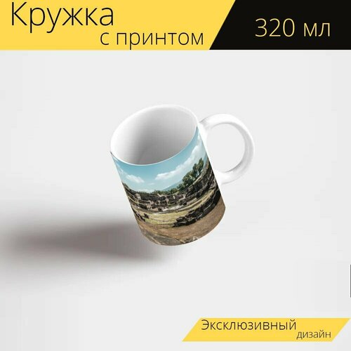 Кружка с рисунком, принтом "Руины, мексика, teotiuacan" 320 мл.