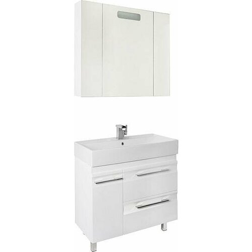 Комплект (гарнитур) VOD-OK (Водолей) Мебель для ванной Vod-Ok Мальта 90 с ящиками, белая