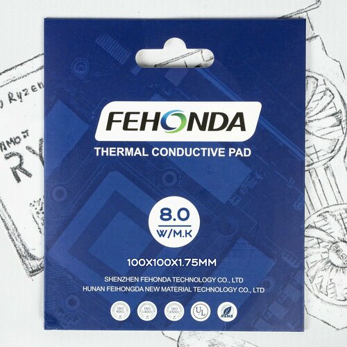 Термопрокладка Fehonda 100 x 100 x 1.75 мм 8W