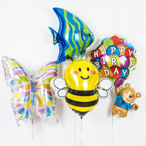 Набор шаров "День рождения с животными" - (Надутые Гелием)