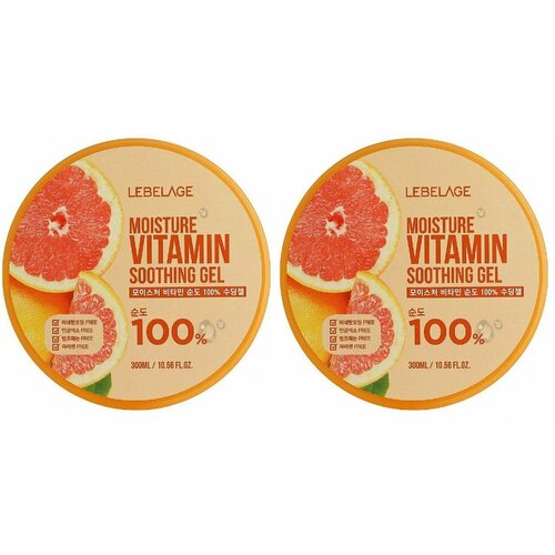 Гель для тела Lebelage, Moisture Vitamin 100% Soothing Gel, увлажняющий, с грейпфрутом, 300 мл, 2 уп