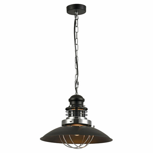 Потолочный светильник Lussole KETCHIKAN LSP-8029, E27, 60 Вт, кол-во ламп: 1 шт., цвет: хром/черный