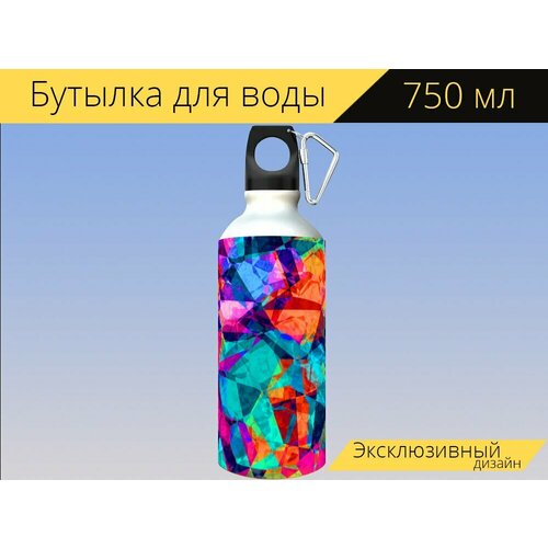 Бутылка фляга для воды "Красочный фон, яркий фон, абстрактный фон" 750 мл. с карабином и принтом