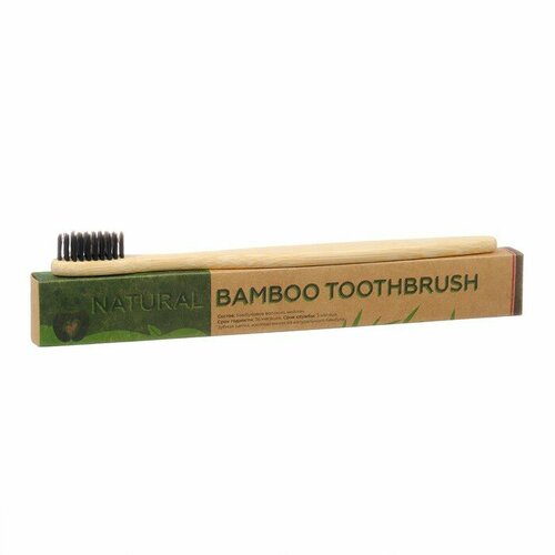Зубная щетка бамбуковая мягкая, в коробке, черная