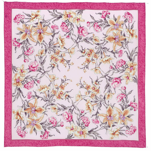 Платок Павловопосадская платочная мануфактура,89х89 см, розовый