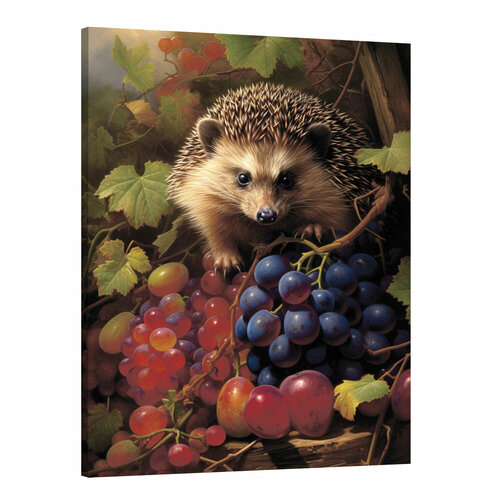 Интерьерная картина 50х70 "Ежик и ягоды"