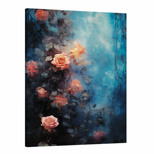 Интерьерная картина 50х70 "Розы в забытом саду"