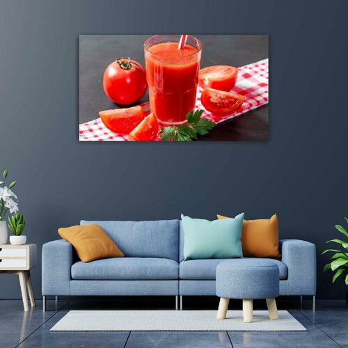 Картина на холсте 60x110 LinxOne "Сок томат" интерьерная для дома / на стену / на кухню / с подрамником