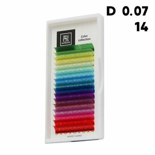 Ресницы "Barbara" цветная палитра trendy 16 линий D 0.07 14 цветные
