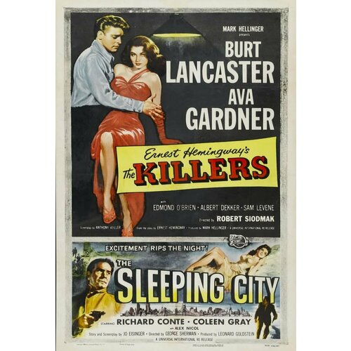 Плакат, постер на холсте Убийцы (The Killers, 1946г). Размер 30 х 42 см