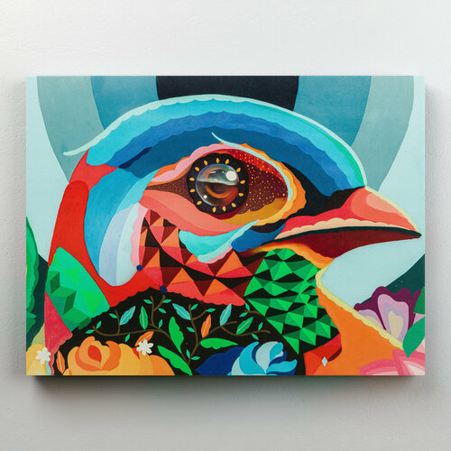 Интерьерная картина на холсте "Райская птица абстракционизм" стрит арт, размер 60x45 см
